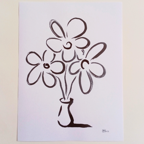 Handmade | Wall Decor | Original Art Flowers In Vase By Maria Rivera ...